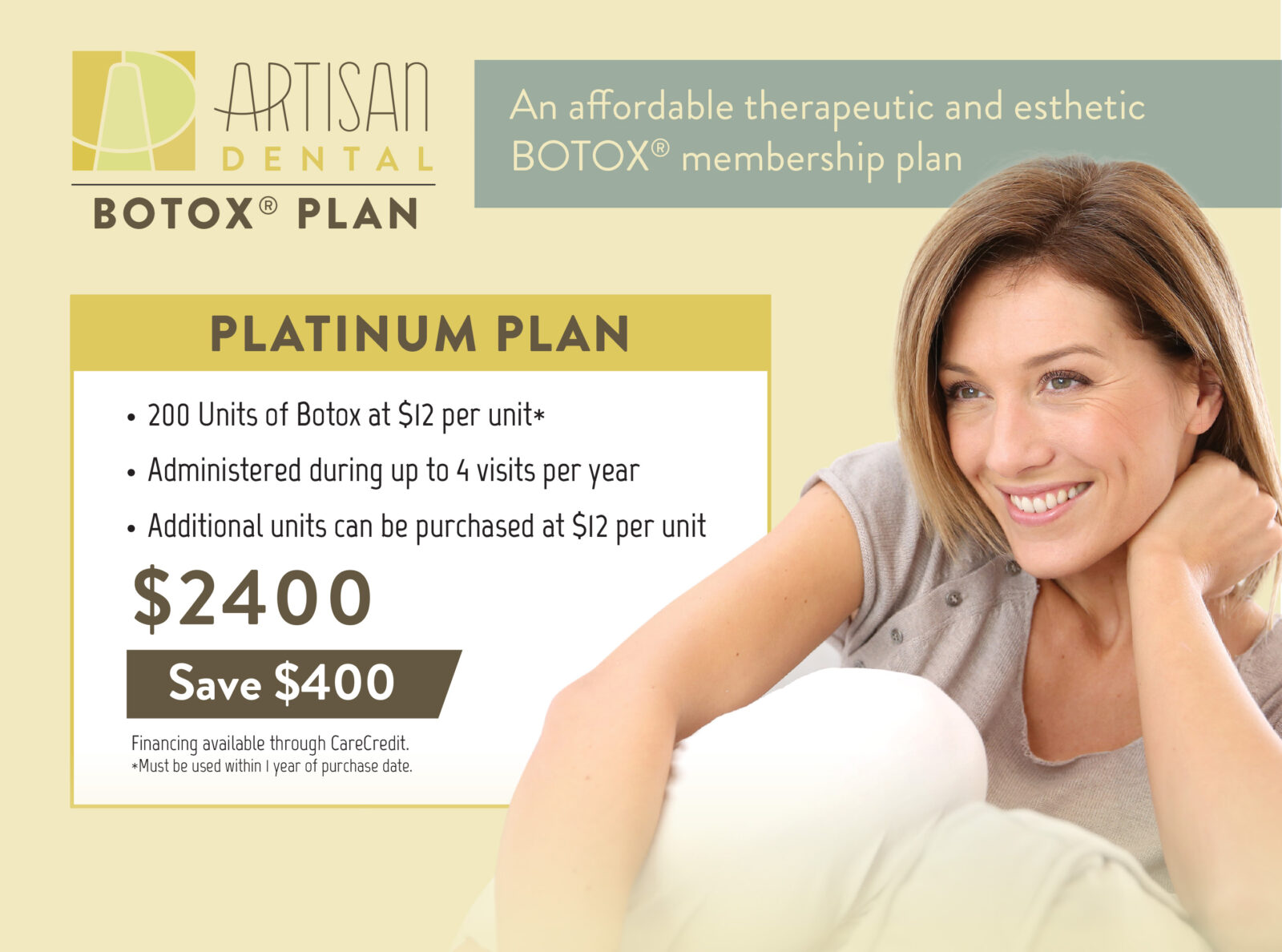 Botox Treatment in Madison, WI | Artisan Dental Botox Plan